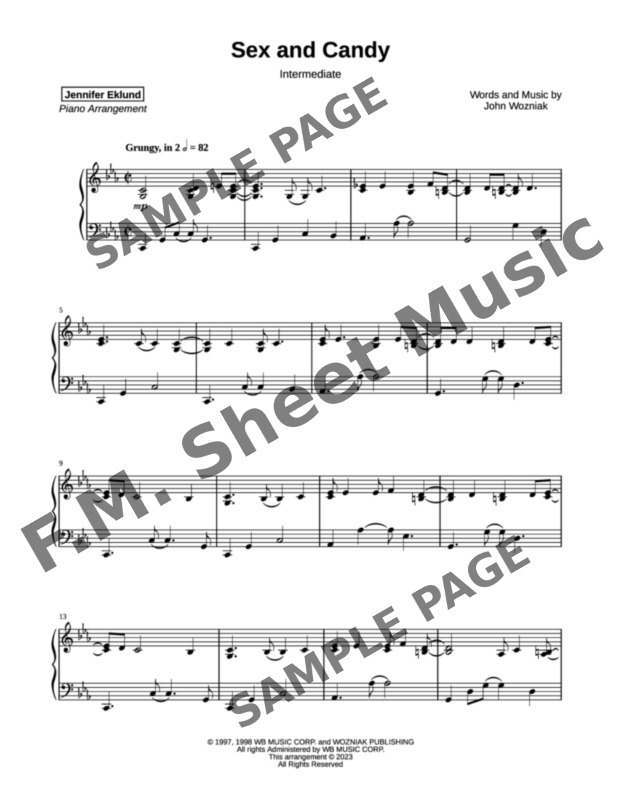 Sex And Candy Intermediate Piano By Marcy Playground F M Sheet